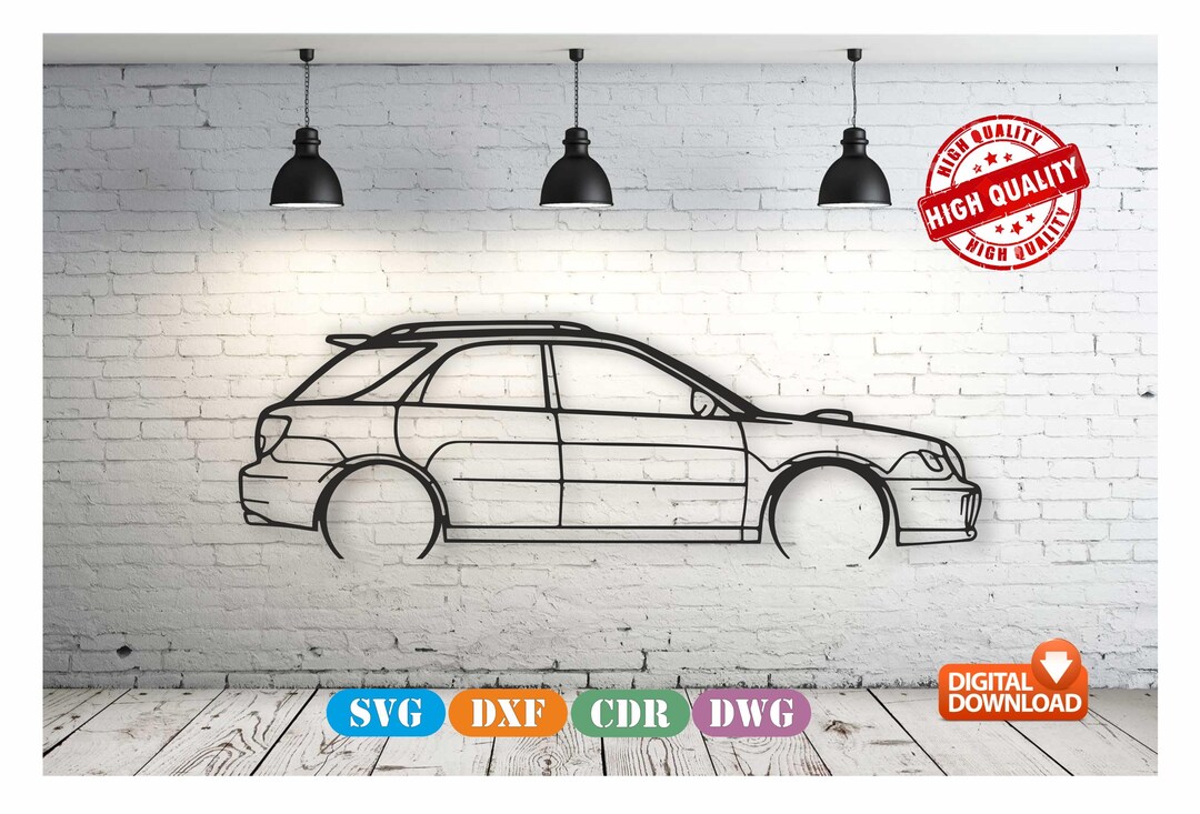 Impreza WRX STI Metal Car Wall Art Decor Vector File for Laser Cutting ...
