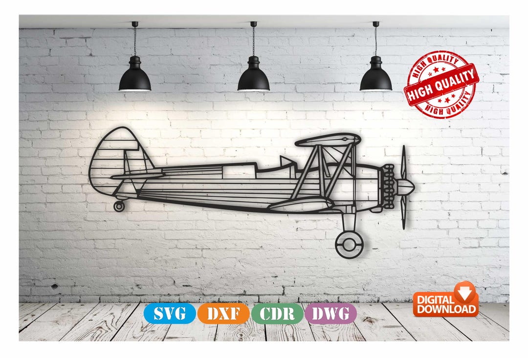 Stearman 75 Aircraft Silhouette Metal Wall Art Decor Laser Cutting ...