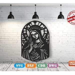 Virgin Mary Wall Art Decor Vector File for Laser Cutting , Plasma ...