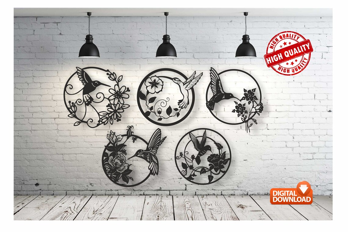 Hummingbird Wall Art Decor Vector File for Laser Cutting , Plasma ...