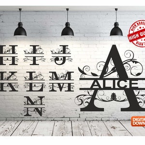 Split Monogram Alphabet Letters Wall Art Decor Vector Drawing File for ...