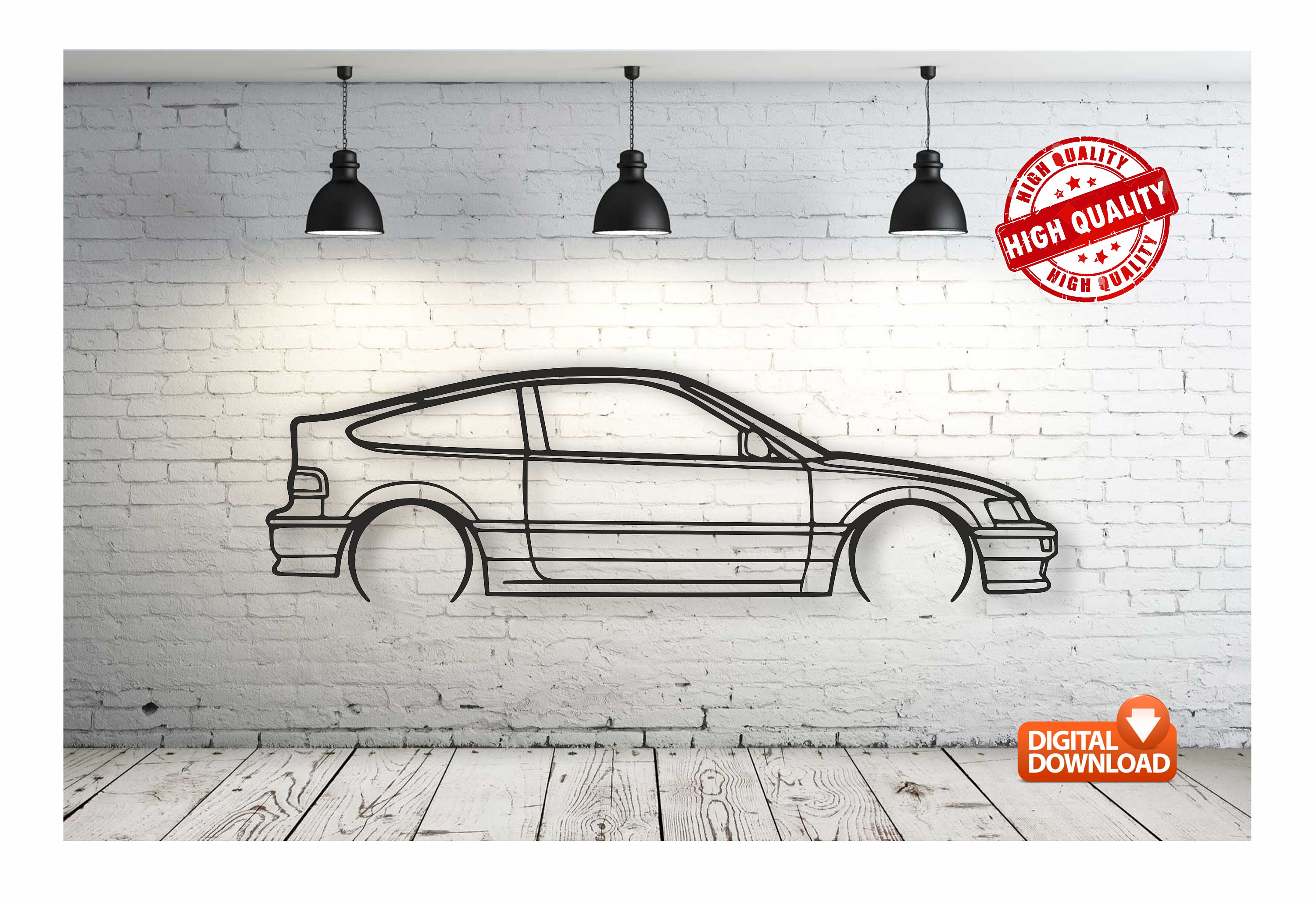 CRX Metal Car Wall Art Decor Vector File for Laser Cutting , Plasma ...