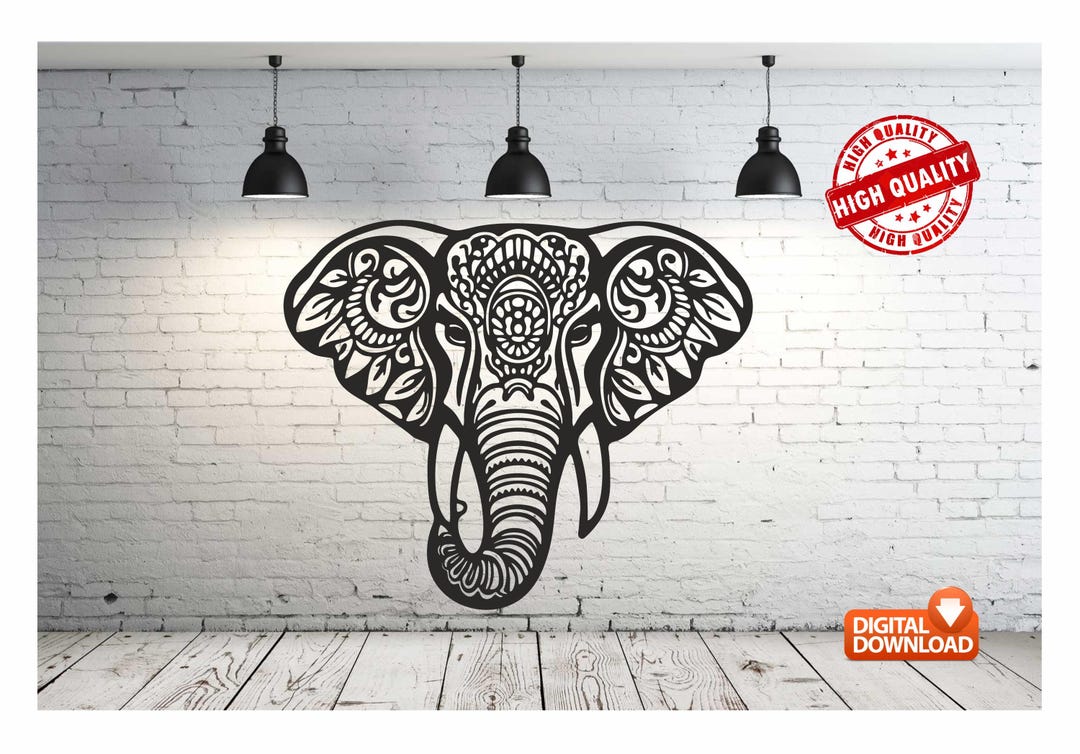 Elephant Wall Art Decor Vector File for Laser Cutting , Plasma Cutting ...