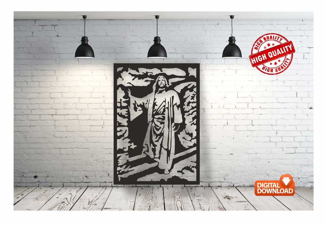 Jesus Wall Art Decor Vector File for Laser Cutting , Plasma Cutting Dxf ...