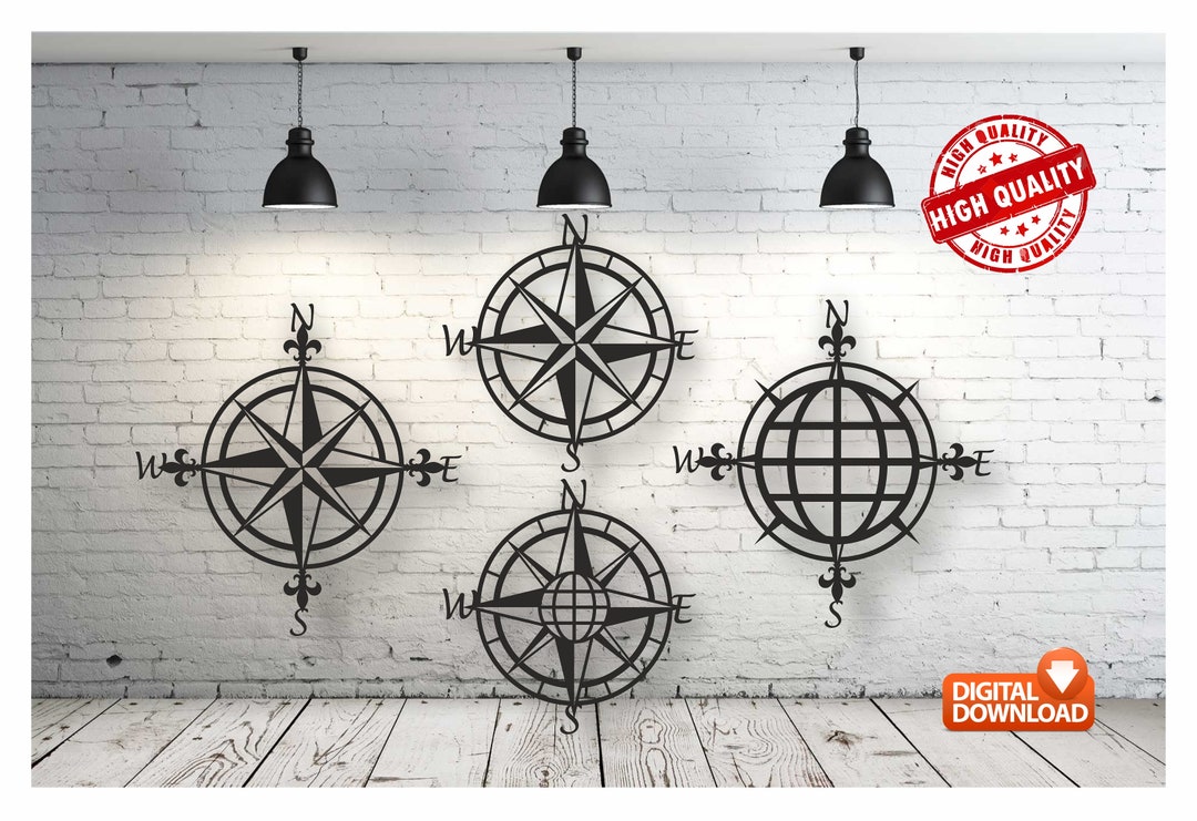 Compass Wall Art Decor Vector Drawing File for Laser Cutting - Etsy