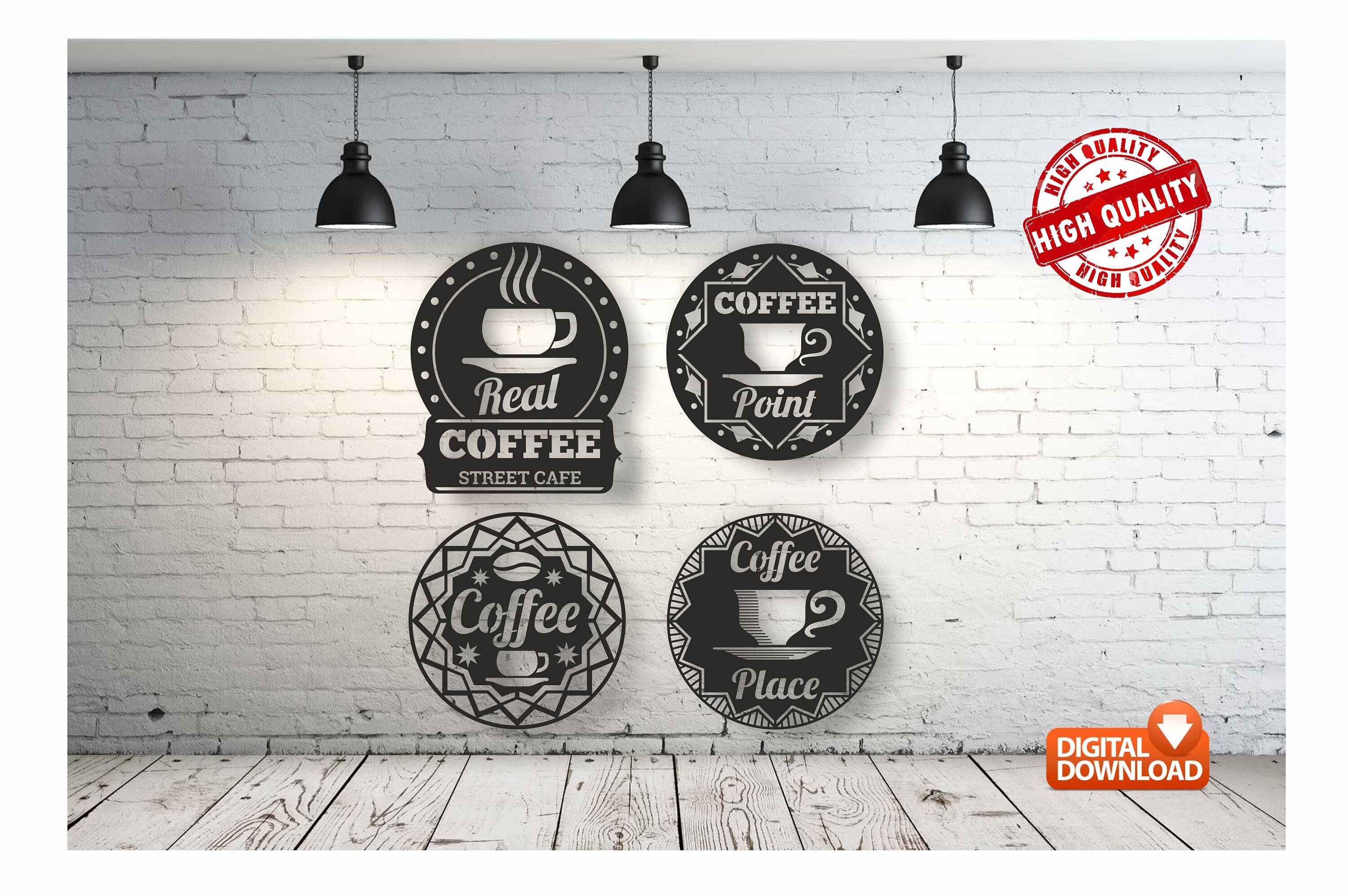 Coffee Shop Wall Decor Bundle Vector Drawing File for Laser - Etsy