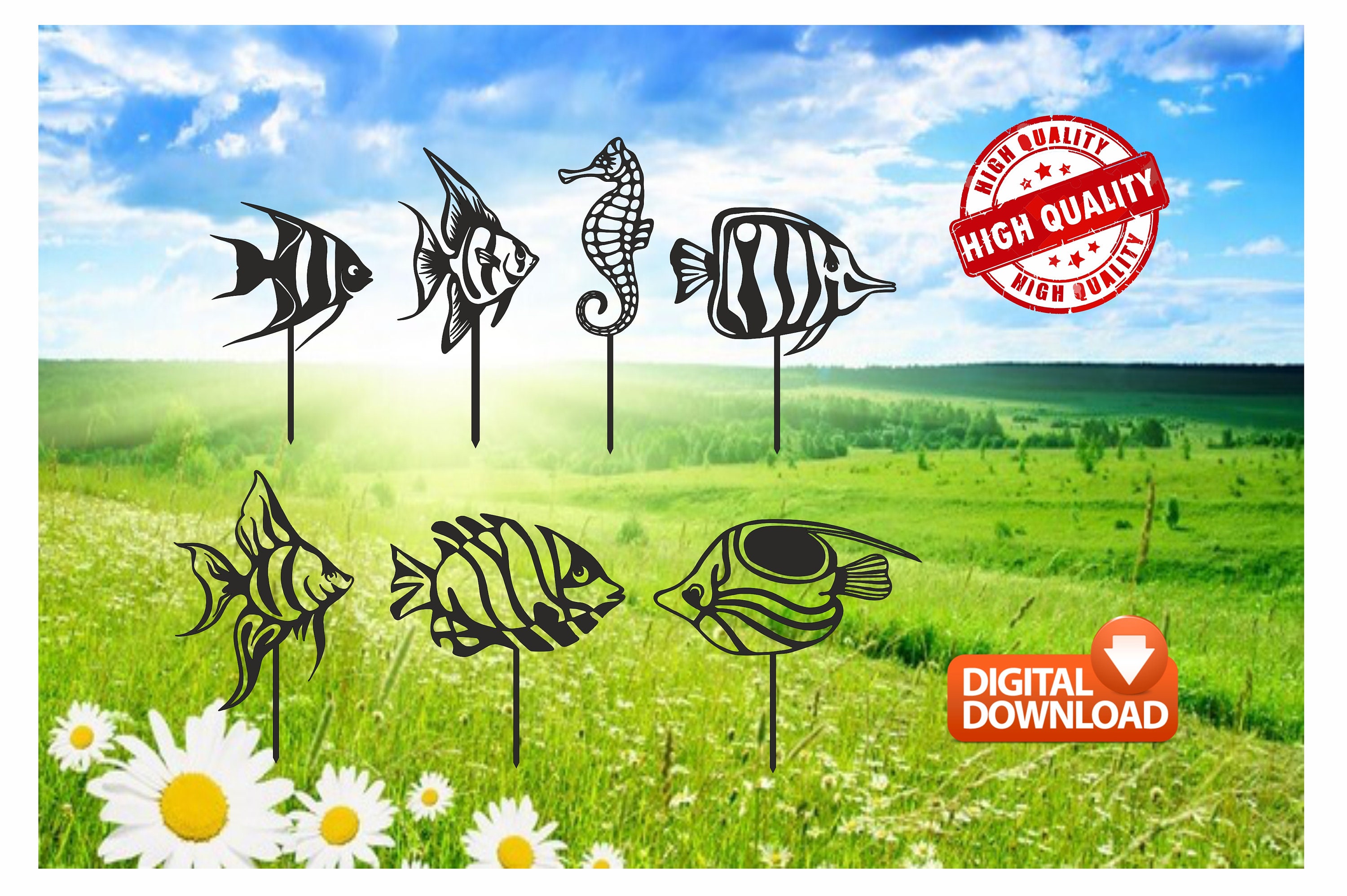 Garden Stakes High Quality Vector Drawing File for Laser Cutting ( Dxf ...