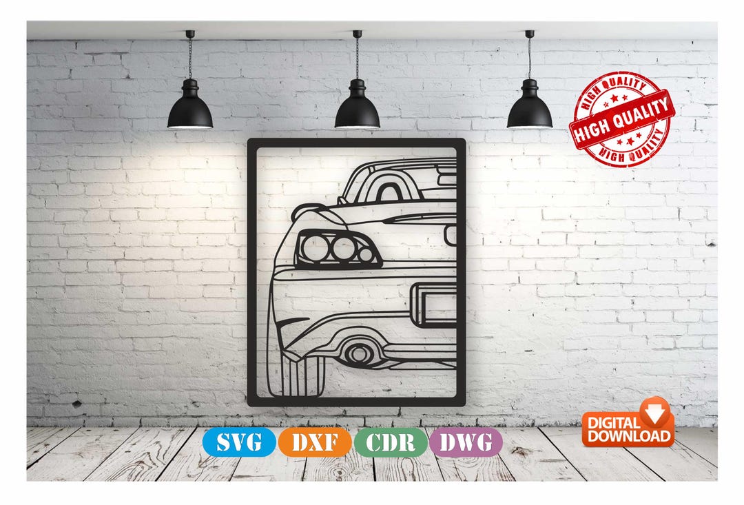 S2000 Metal Car Wall Art Decor Vector File for Laser Cutting , Plasma ...