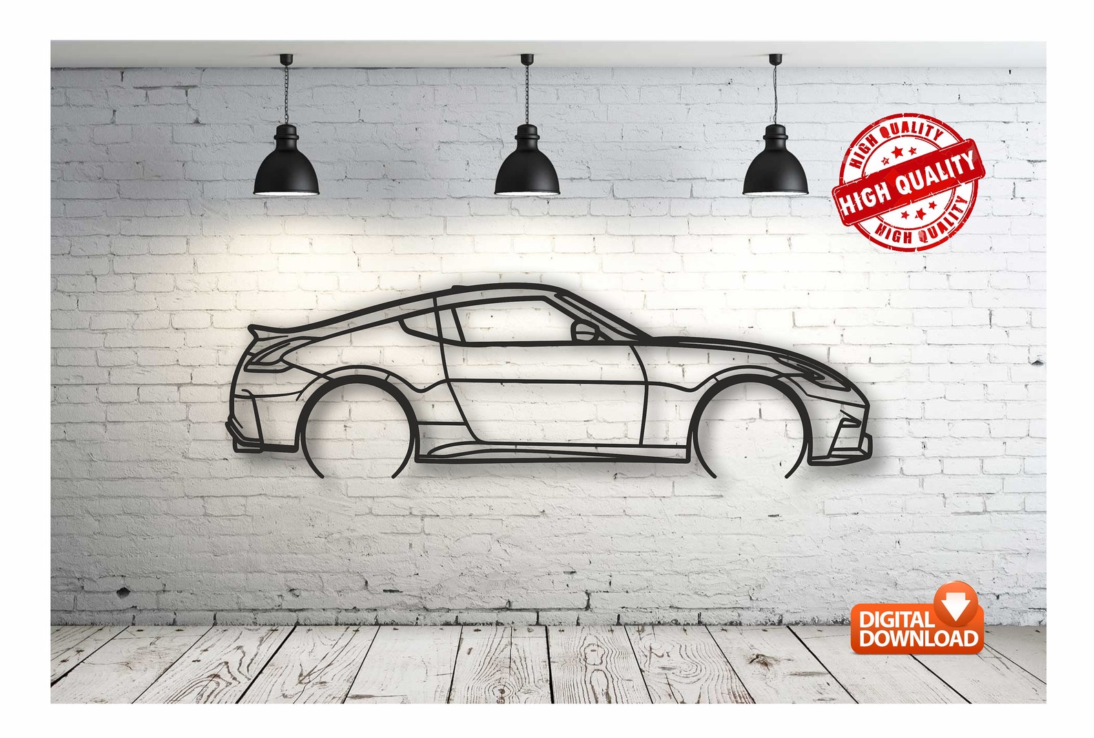 350Z Metal Car Wall Art Decor Vector File for Laser Cutting , Plasma ...