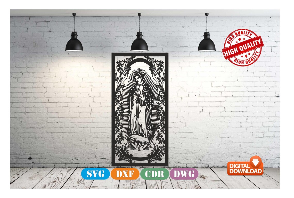Virgin Mary Wall Art Decor Vector File for Laser Cutting , Plasma ...
