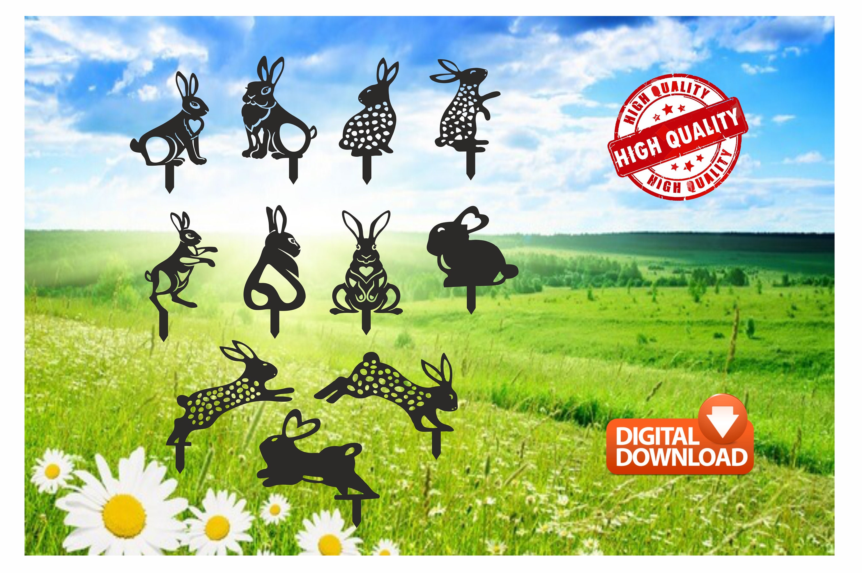 Garden Stakes High Quality Vector Drawing File for Laser Cutting ( Dxf ...