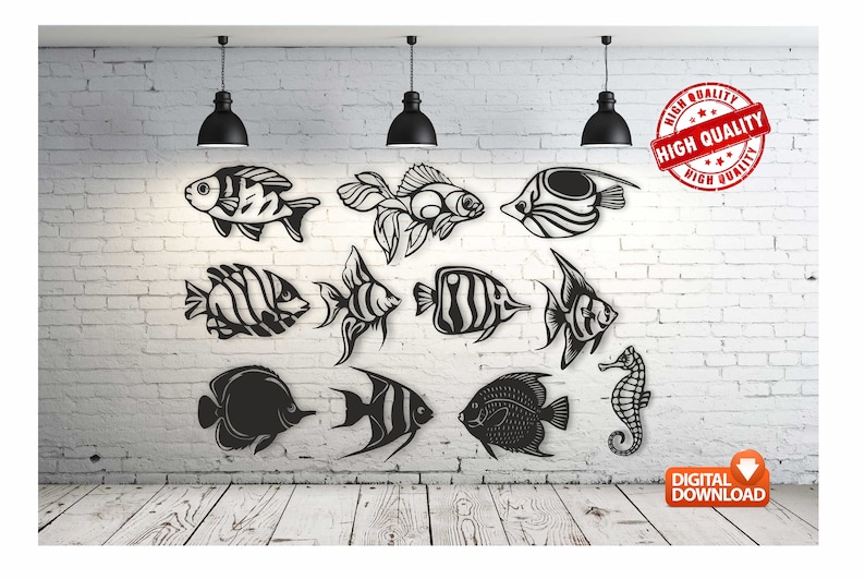 Fish High Quality Wall Art Decor Vector File for Laser Cutting , Plasma ...
