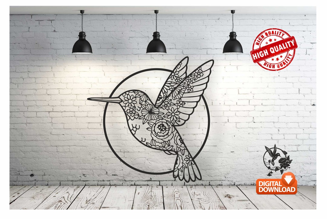 Humming Bird Wall Art Decor Vector Drawing File for Laser Cutting ...