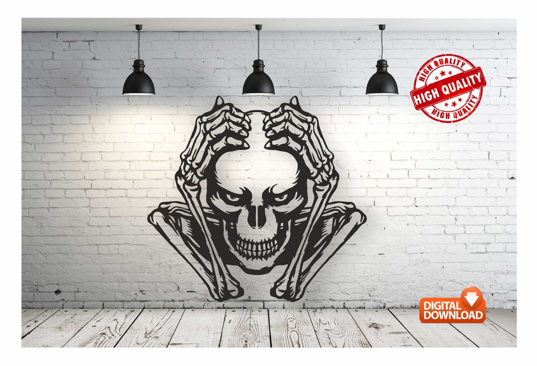 Skull Wall Art Decor Vector Drawing File for Laser Cutting , Plasma ...