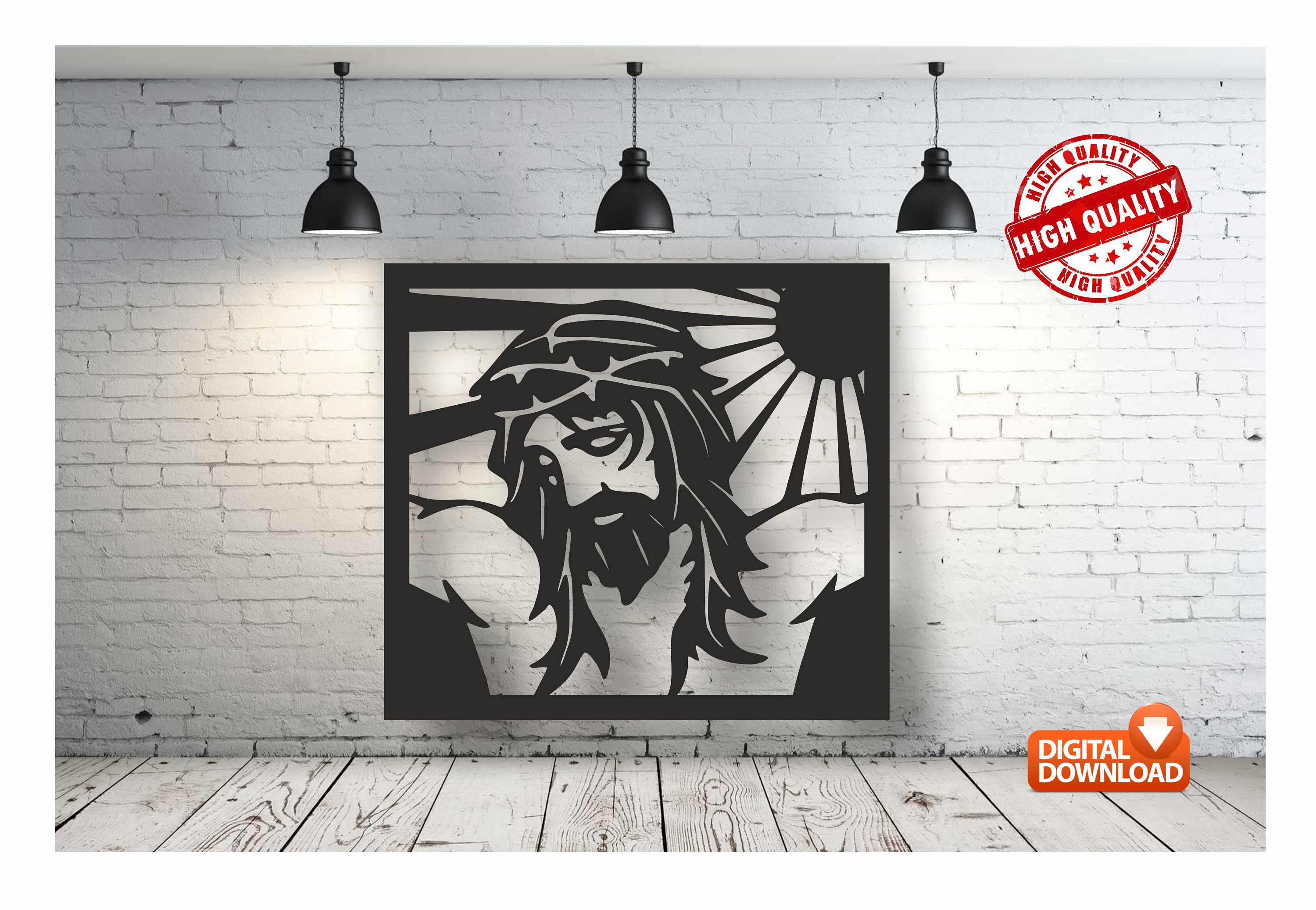 Jesus Wall Art Decor Vector File for Laser Cutting , Plasma Cutting Dxf ...