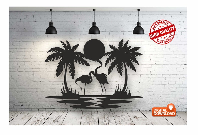 Flamingo Wall Art Decor Vector Drawing File for Laser Cutting , Plasma ...