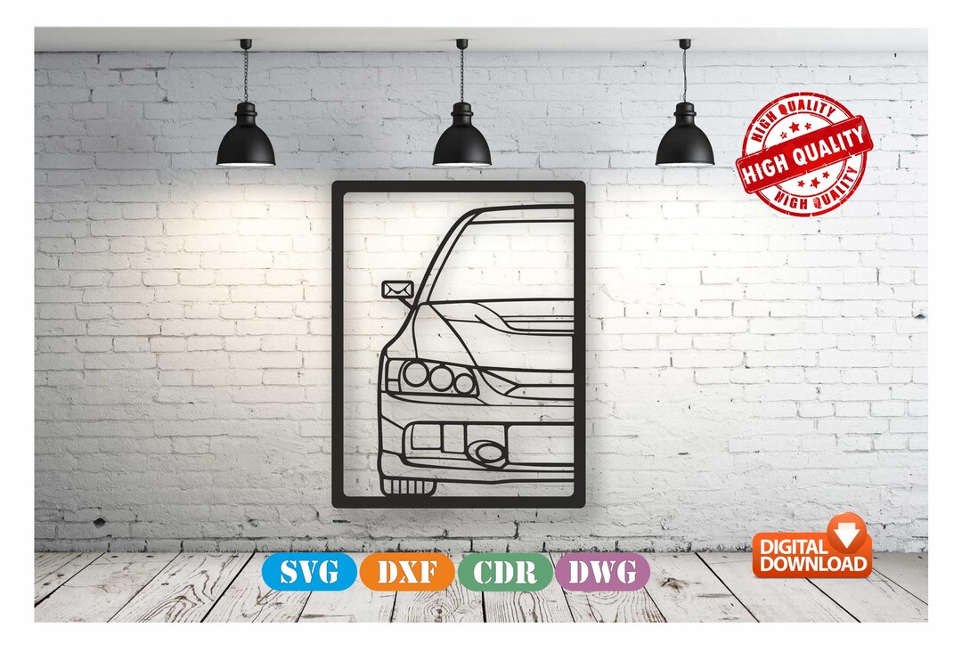 Evo 9 Car Wall Art Decor Vector File for Laser Cutting , Plasma Cutting ...