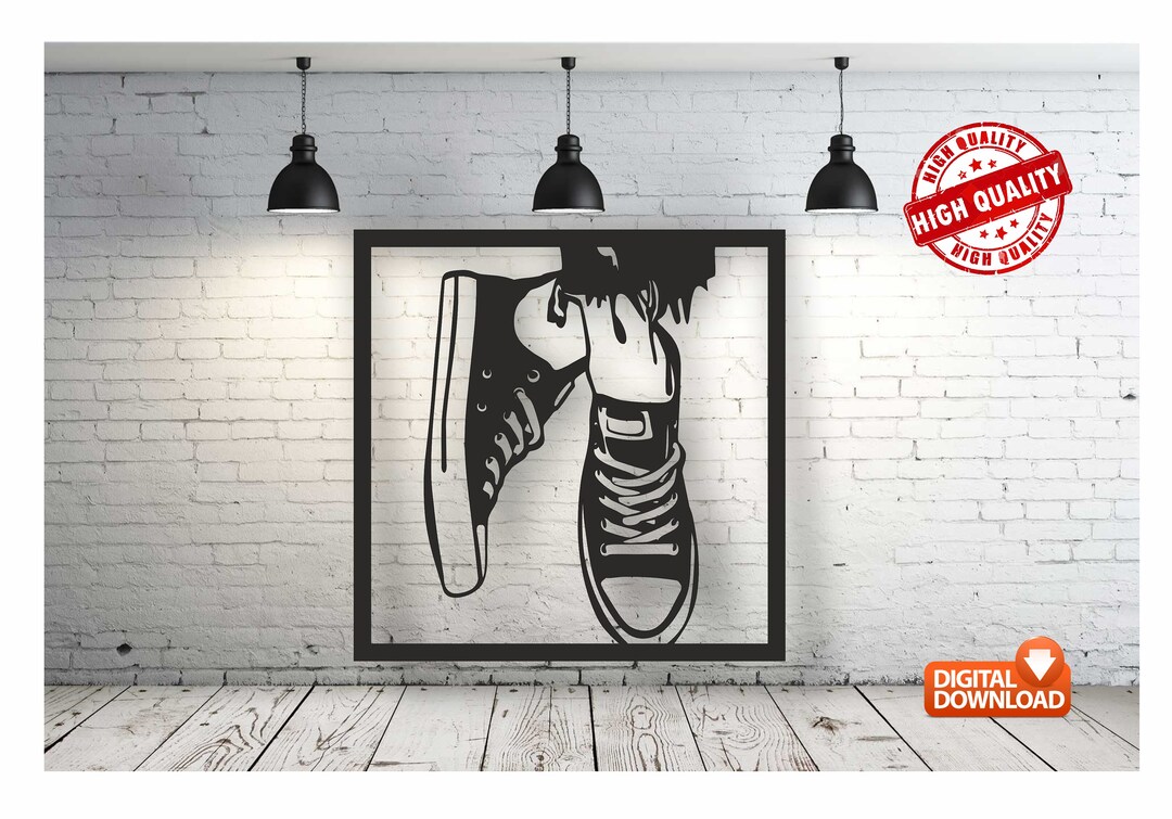 Sneaker Shoe Wall Art Decor Vector File for Laser Cutting , Plasma ...