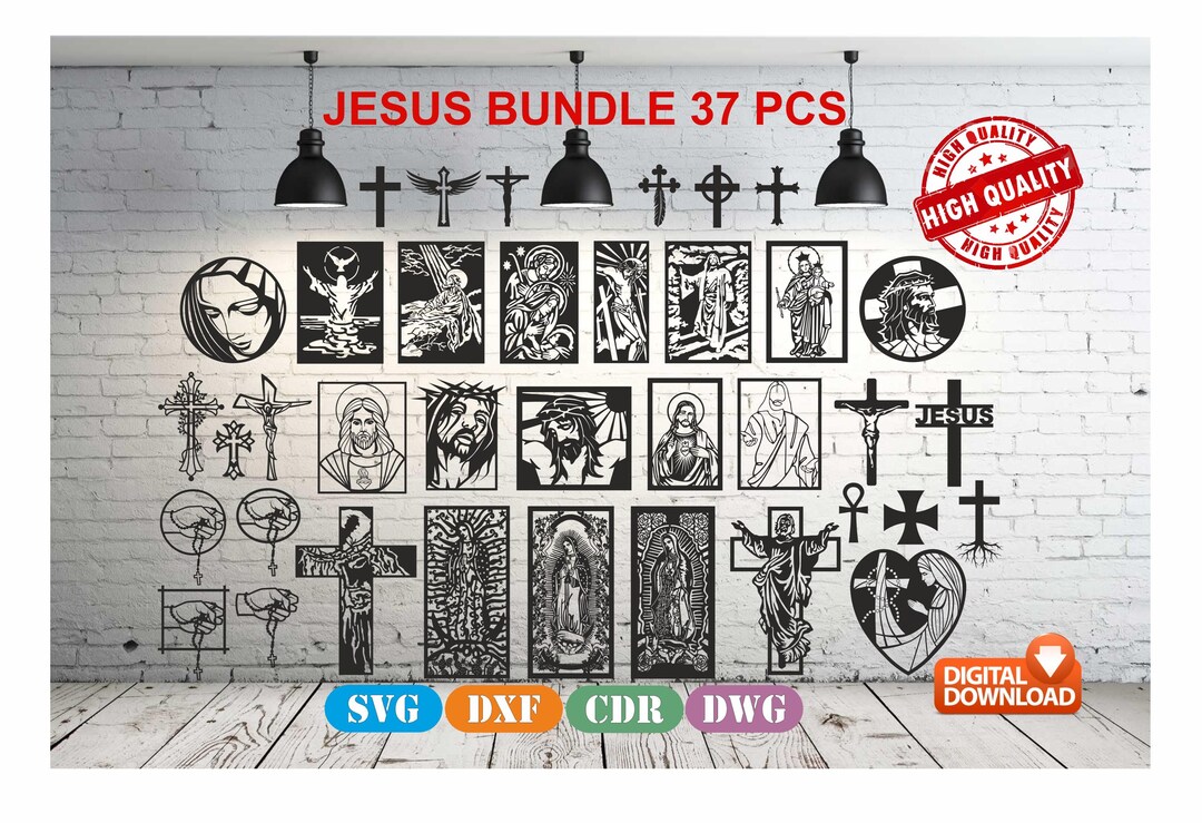 Jesus Bundle Wall Art Decor Vector File for Laser Cutting , Plasma ...