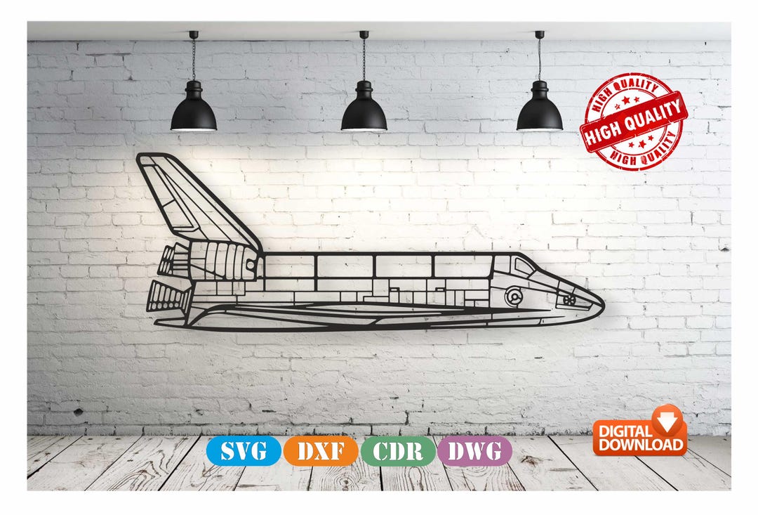 Space Shuttle Nasa Aircraft Silhouette Metal Wall Art Decor Laser ...