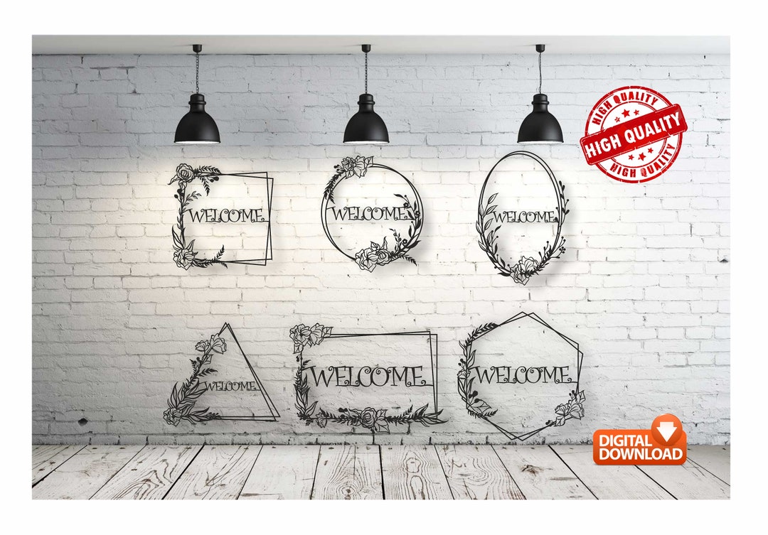Welcome Wall Art Decor Vector Drawing File for Laser Cutting , Plasma ...