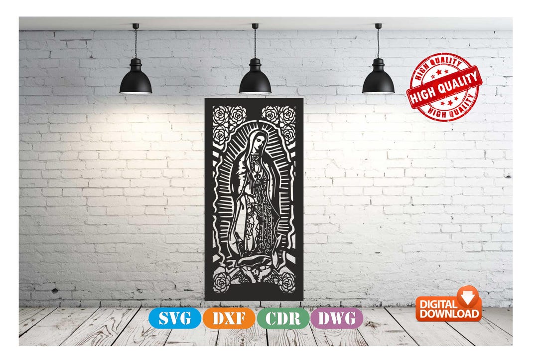 Virgin Mary Wall Art Decor Vector File for Laser Cutting , Plasma ...