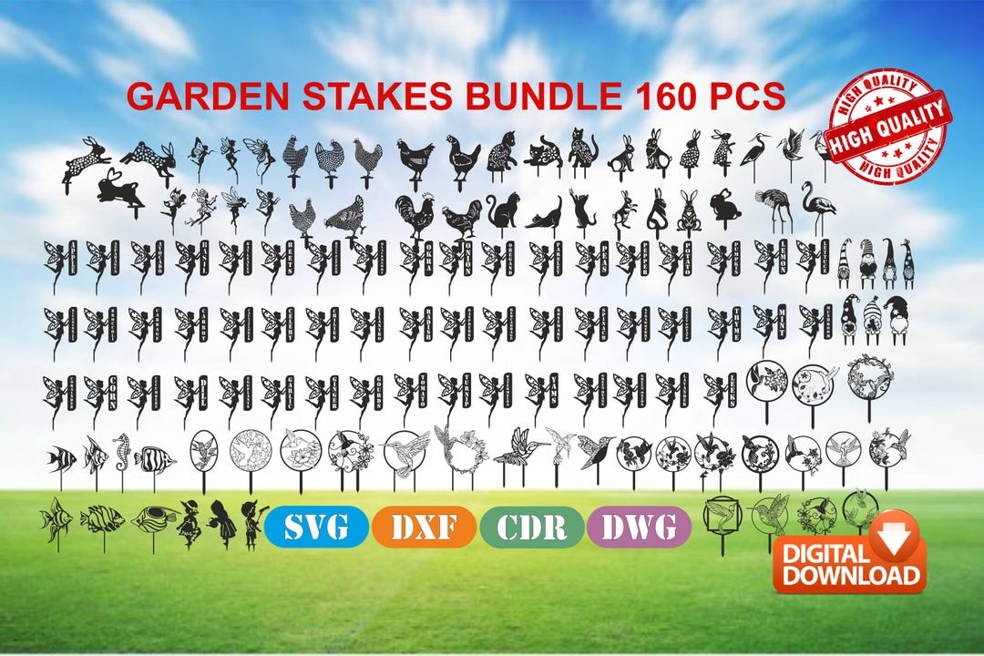 Garden Stakes High Quality Vector Drawing File for Laser Cutting ( Dxf ...