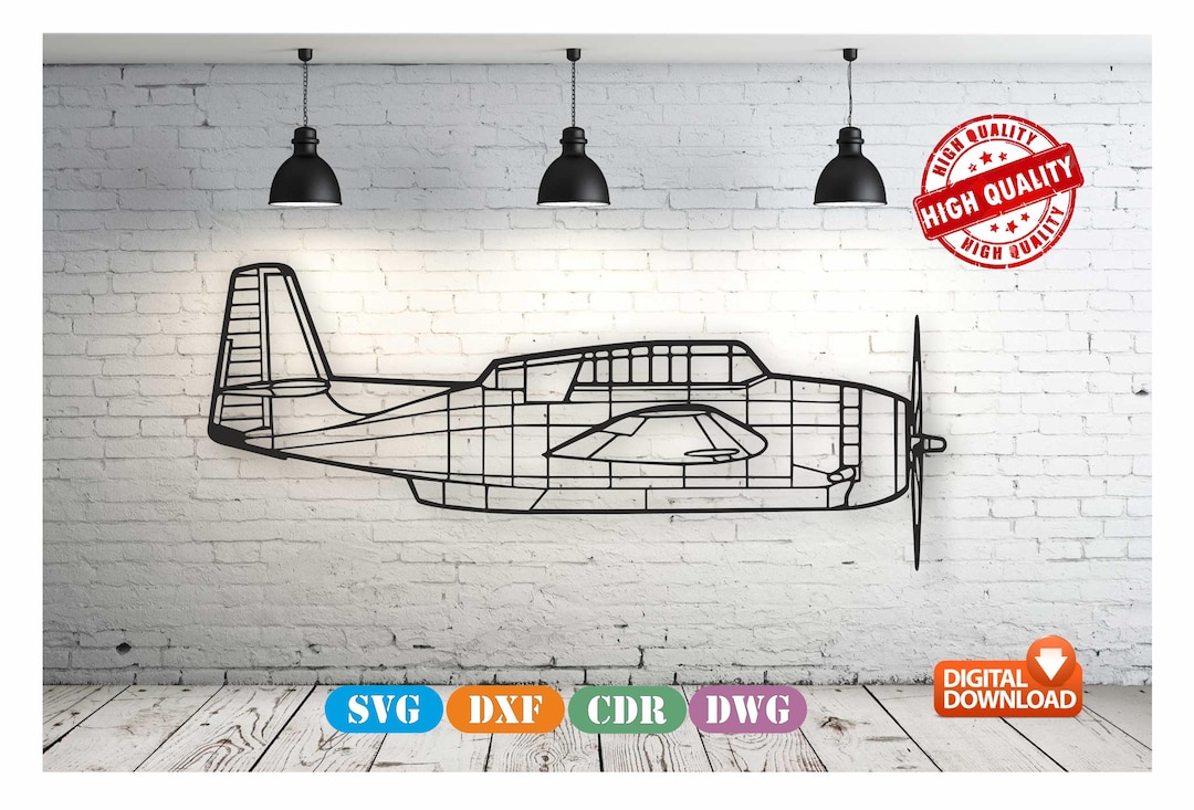 TBM 3N Aircraft Silhouette Metal Wall Art Decor Laser Cutting , Plasma ...