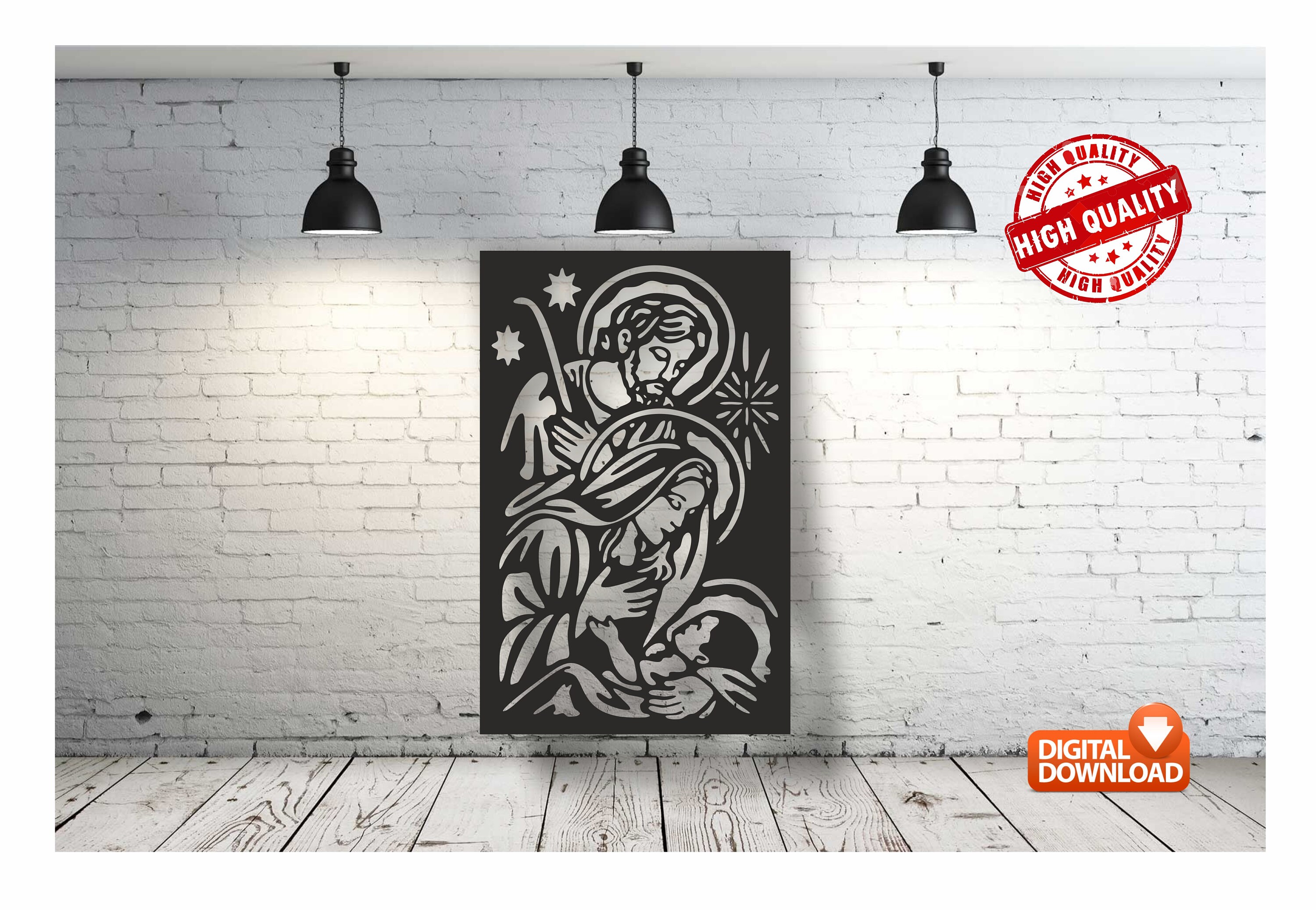 Jesus and Virgin Mary Wall Art Decor Vector File for Laser Cutting ...