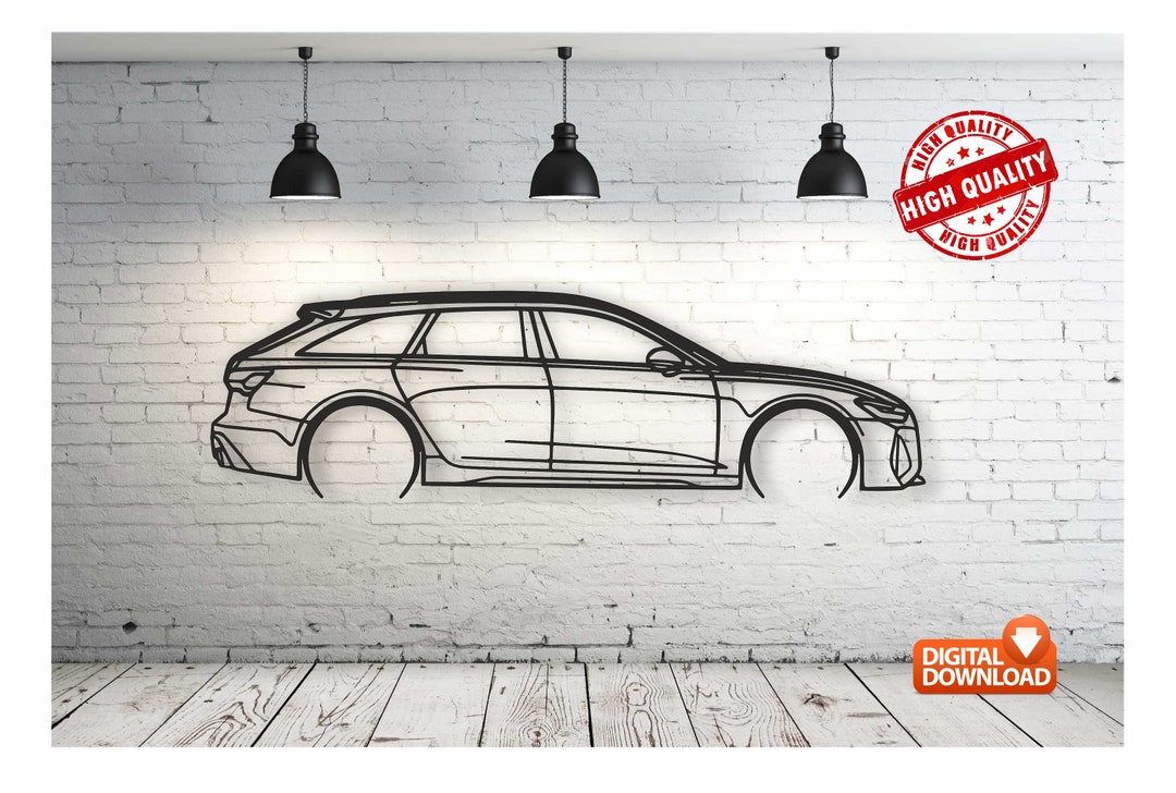 RS6 Metal Car Wall Art Decor Vector File for Laser Cutting , Plasma ...