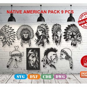 Native American Wall Decor Bundle Vector Drawing File for Laser Cutting ...