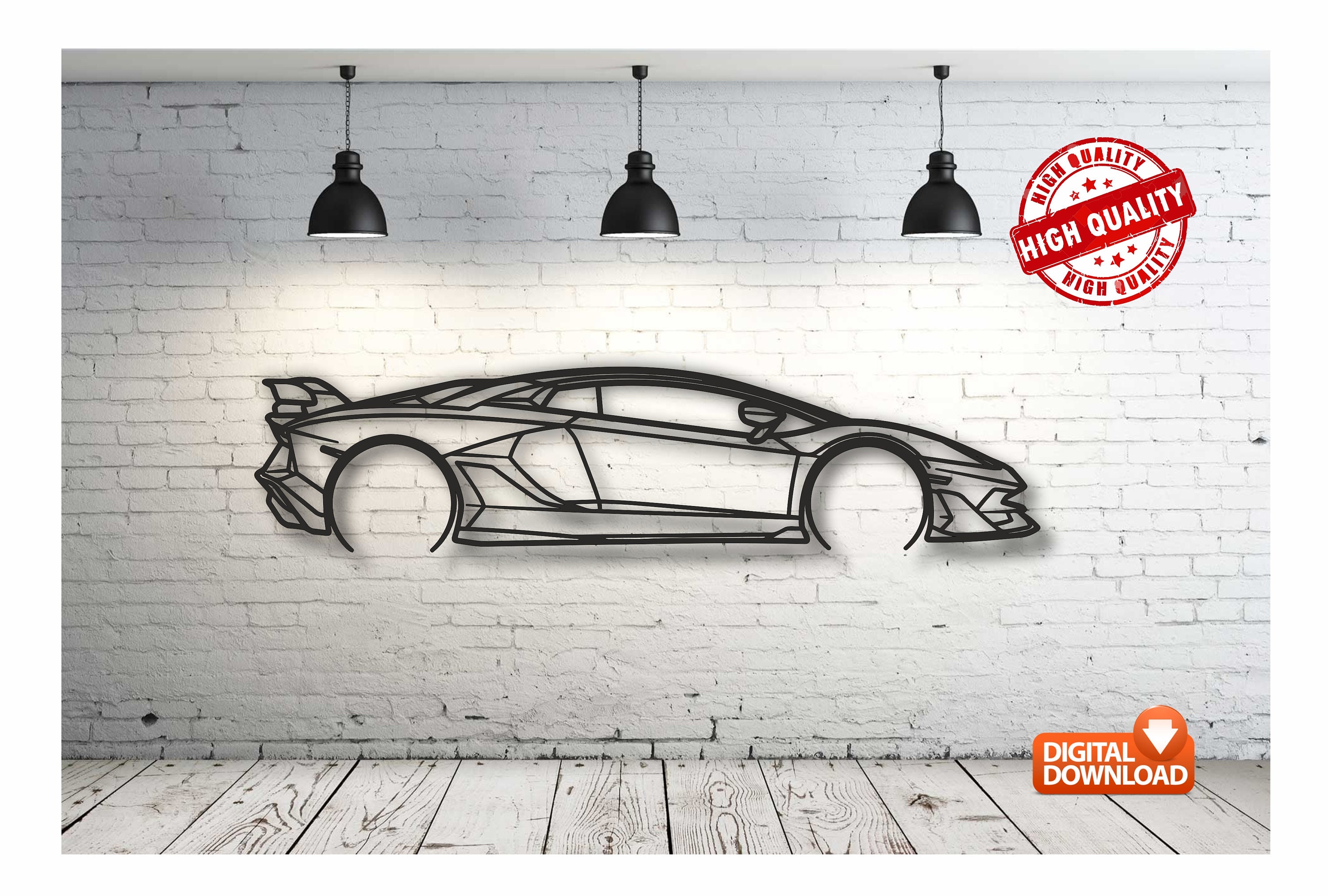 Aventador Metal Car Wall Art Decor Vector File for Laser - Etsy