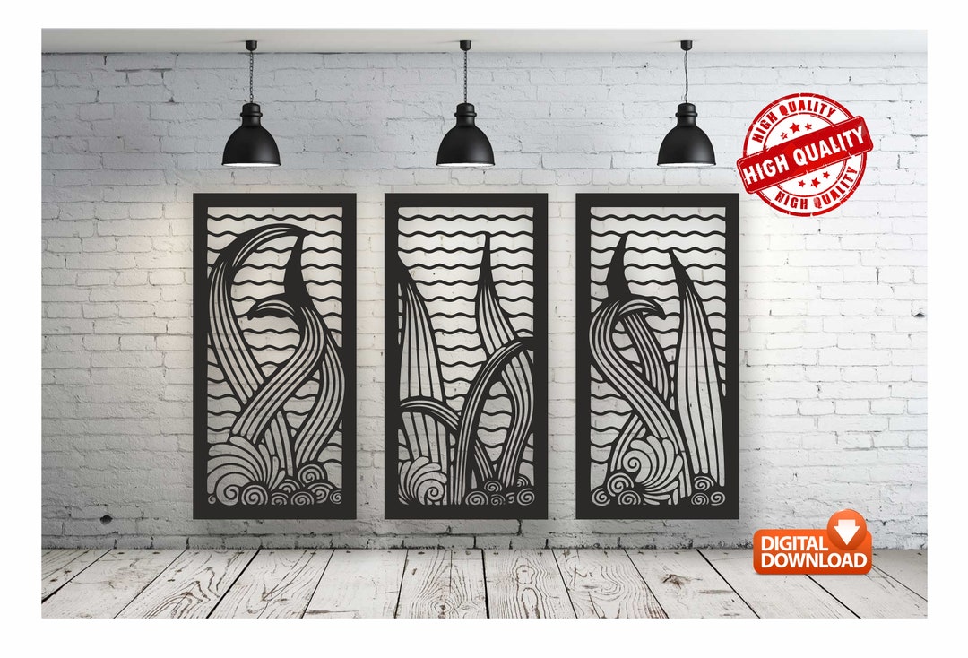 Sea Moss Wall Art Decor: Laser Cut Vector File (3pcs) (digital Download ...