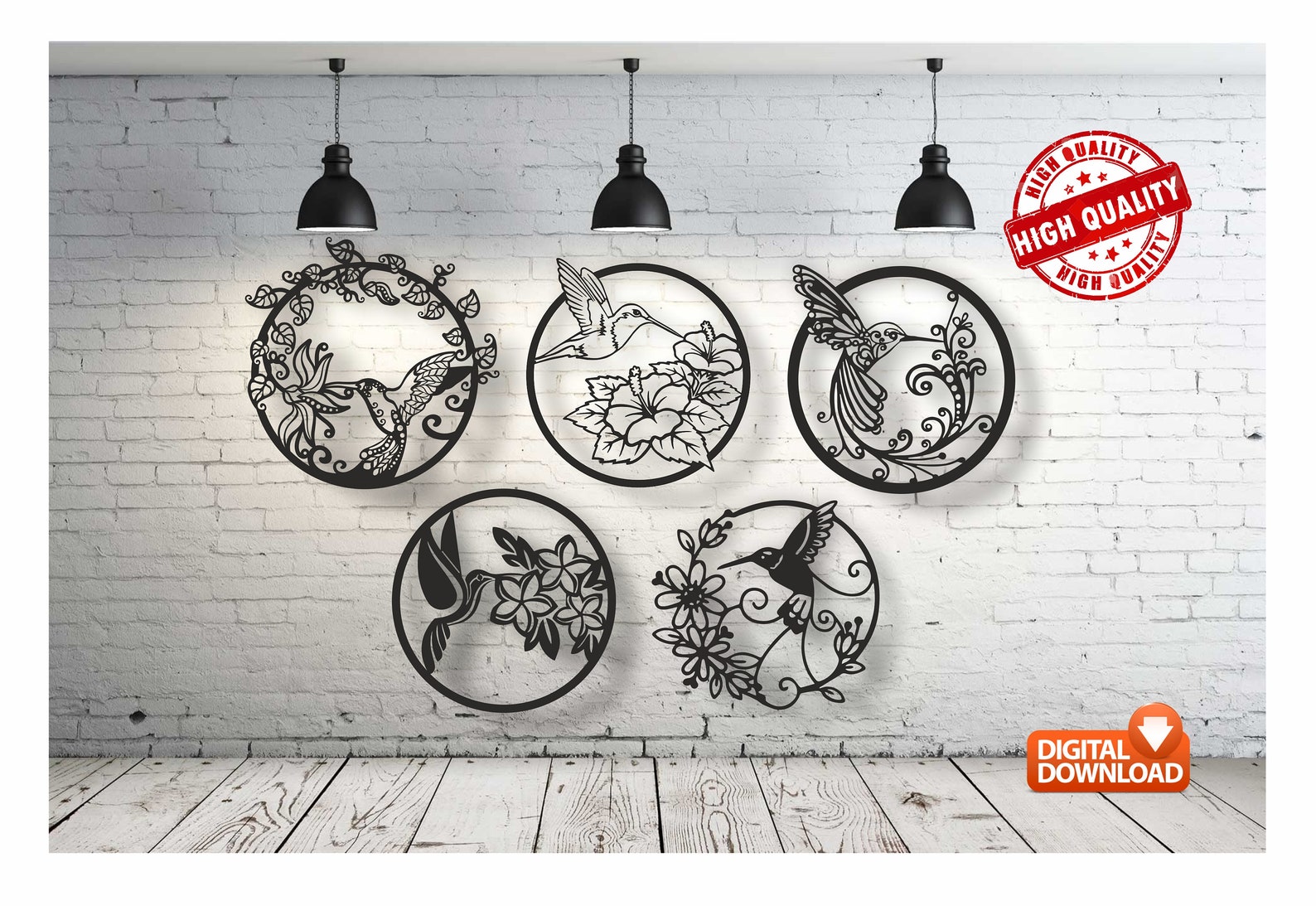 Hummingbird Wall Art Decor Vector File for Laser Cutting , Plasma ...