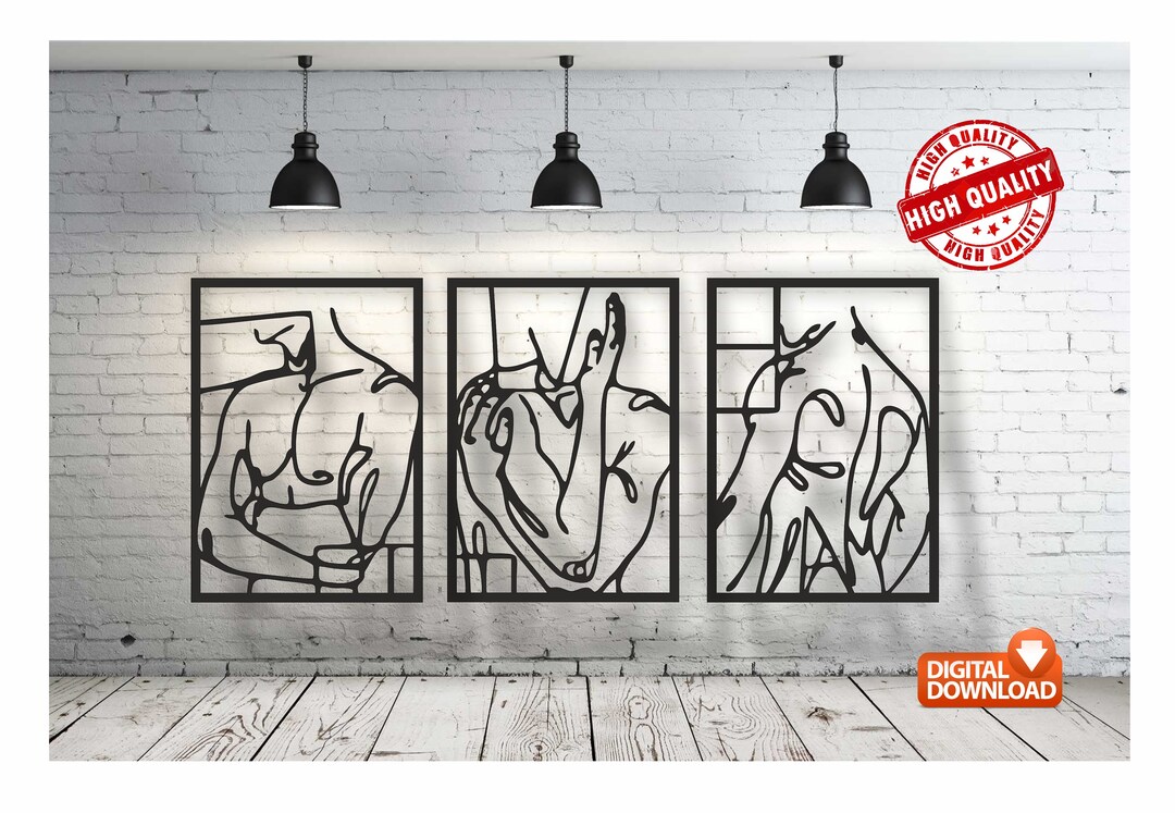Men Body Wall Art Decor Vector Drawing File for Laser Cutting , Plasma ...