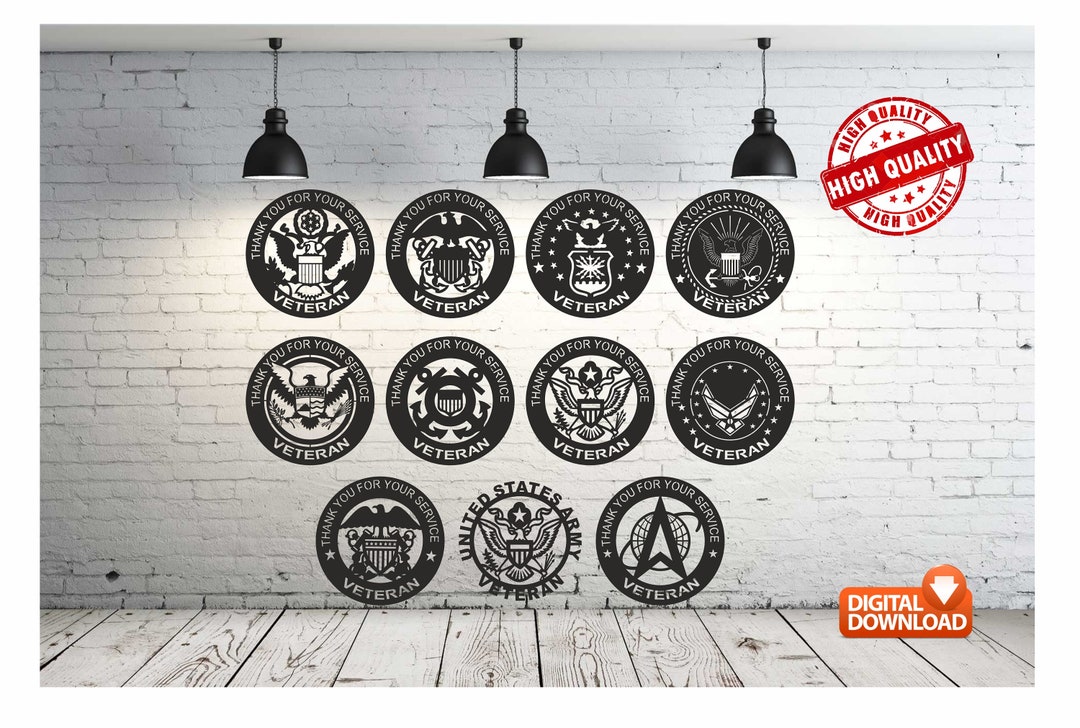 USA Military Veteran Wall Decor Bundle Vector Drawing File for Laser ...