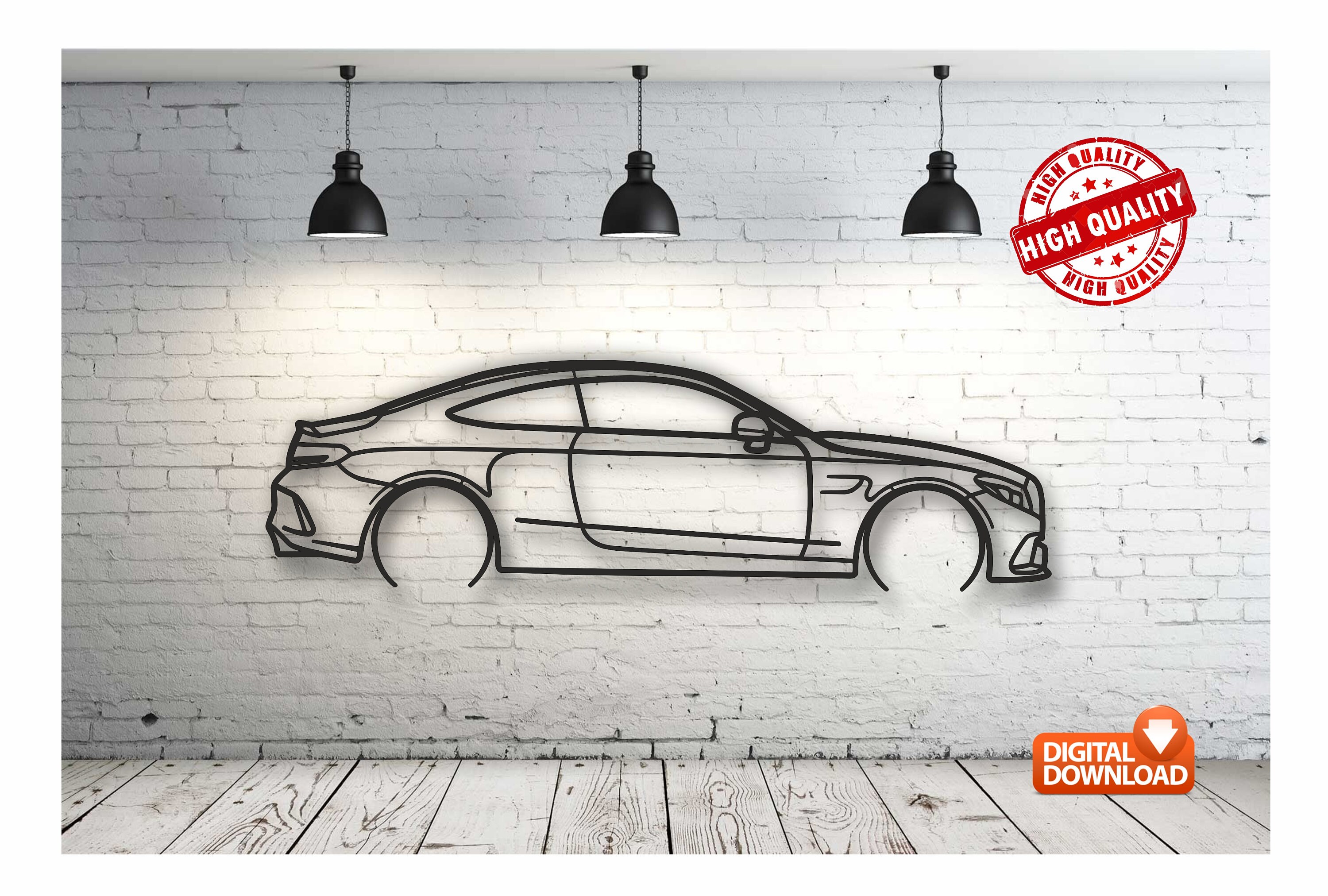 C63 AMG Metal Car Wall Art Decor Vector File for Laser Cutting , Plasma ...