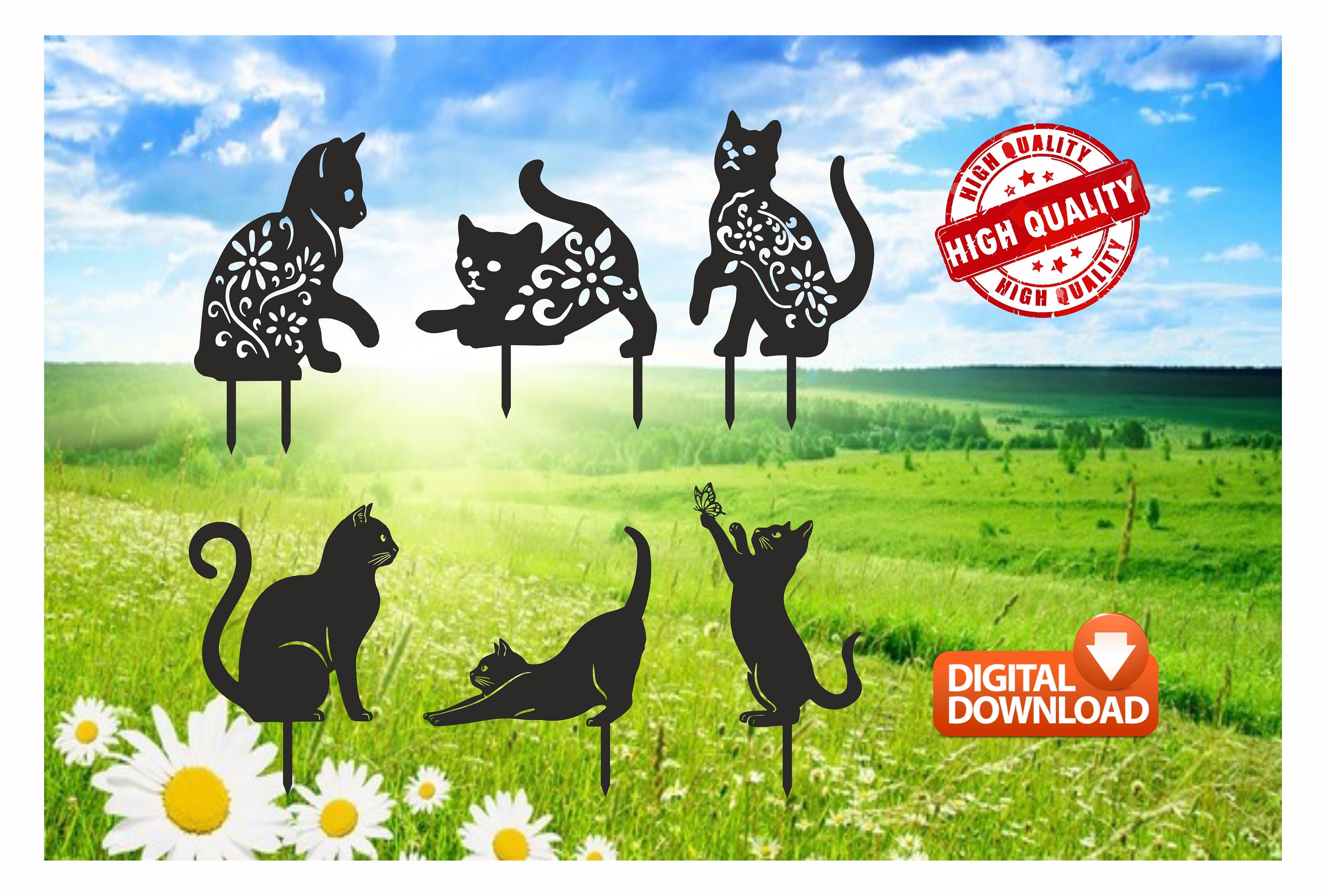 Garden Stakes High Quality Vector Drawing File for Laser Cutting ( Dxf ...