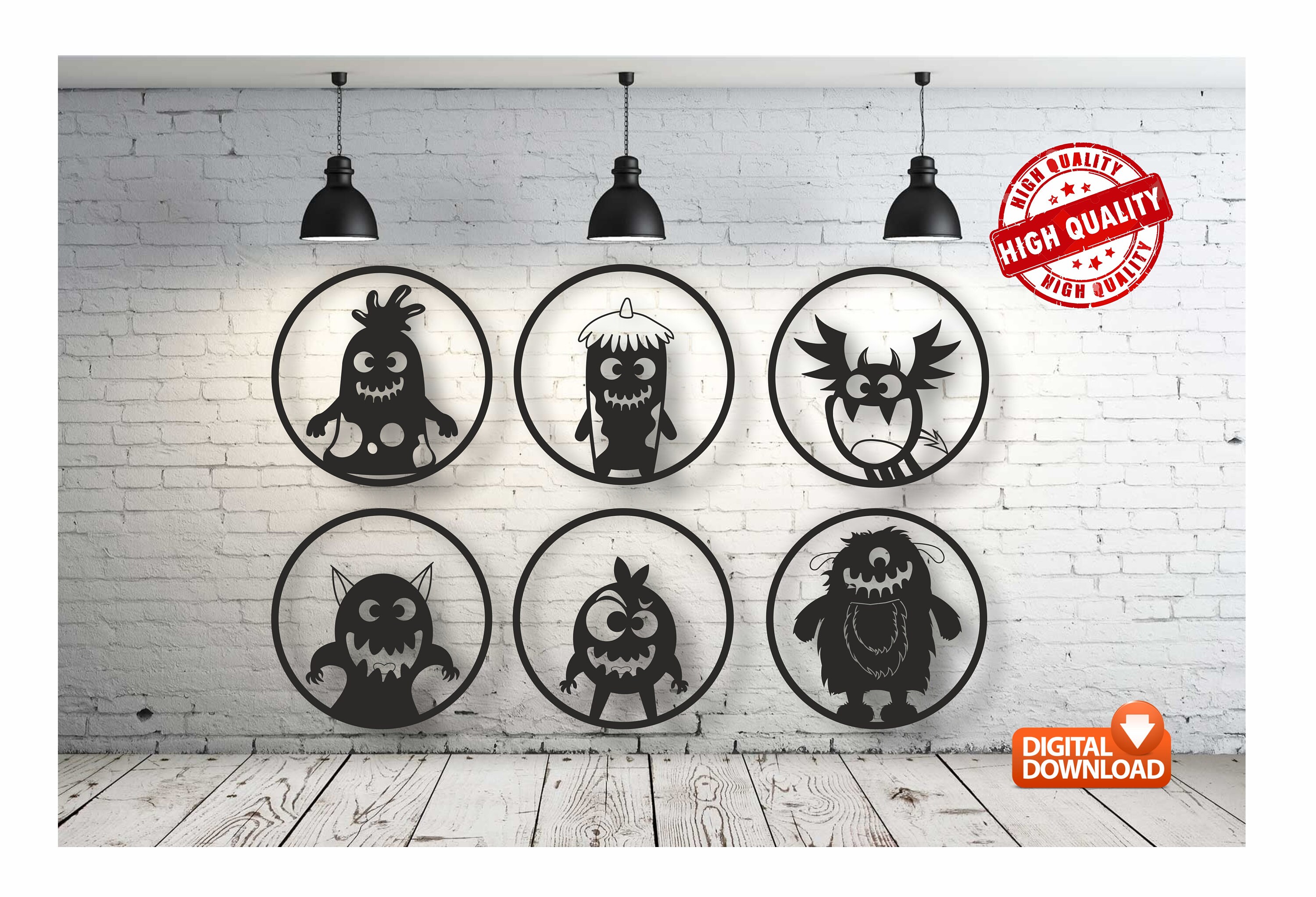 Monster Wall Art Decor Vector Drawing File for Laser Cutting - Etsy