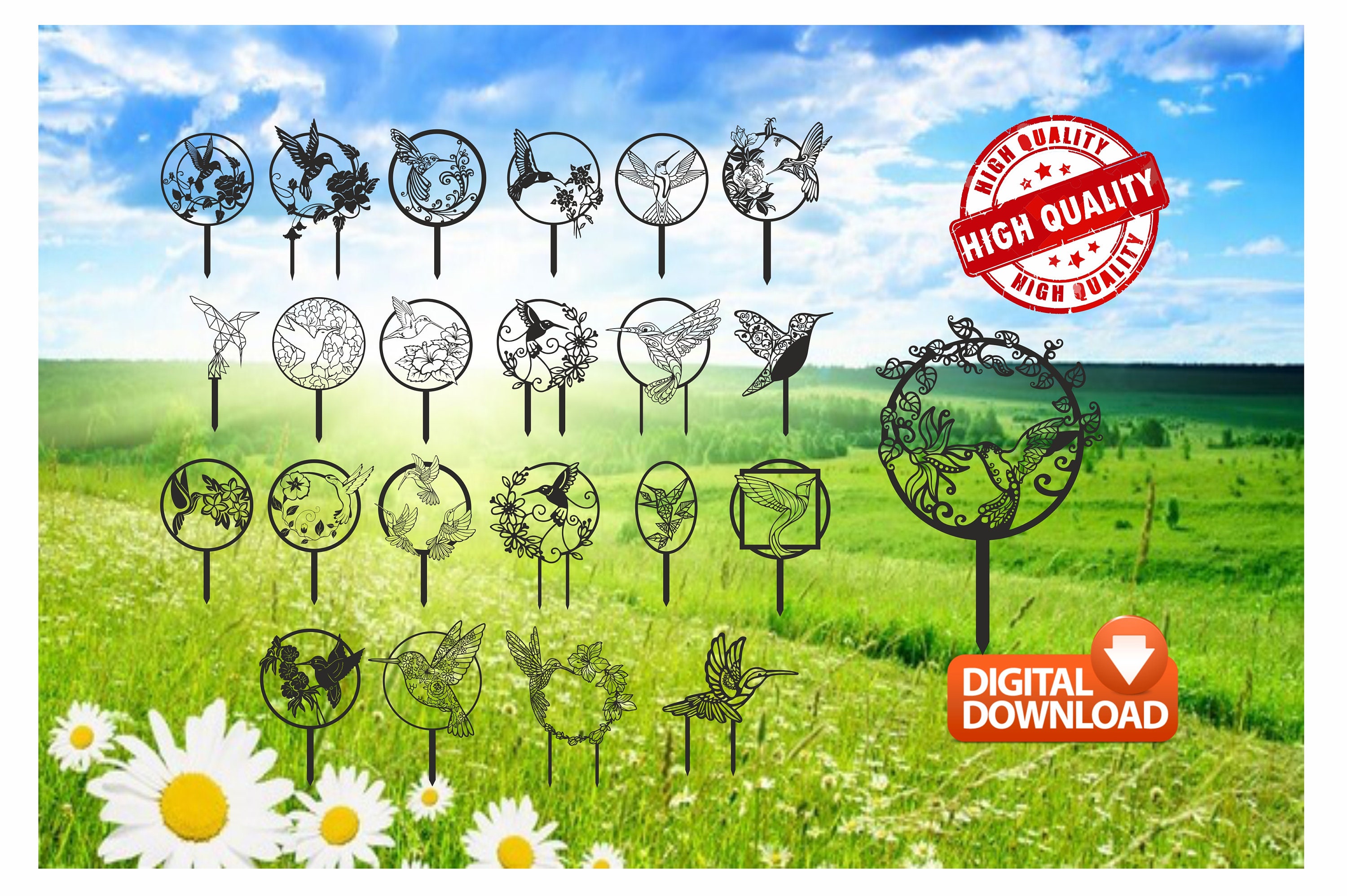 Garden Stakes High Quality Vector Drawing File for Laser - Etsy