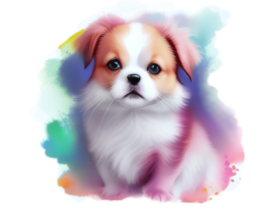 Printable Colorful Digital Watercolor Painting of a Cute and Friendly ...