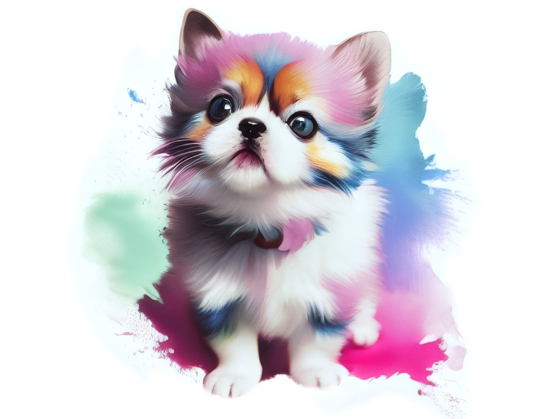 Printable Colorful Digital Watercolor Painting of a Cute and Friendly ...
