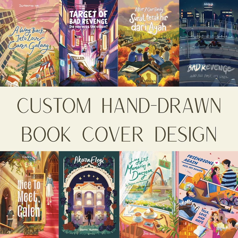 Book Cover Art Hand Drawn - Etsy UK
