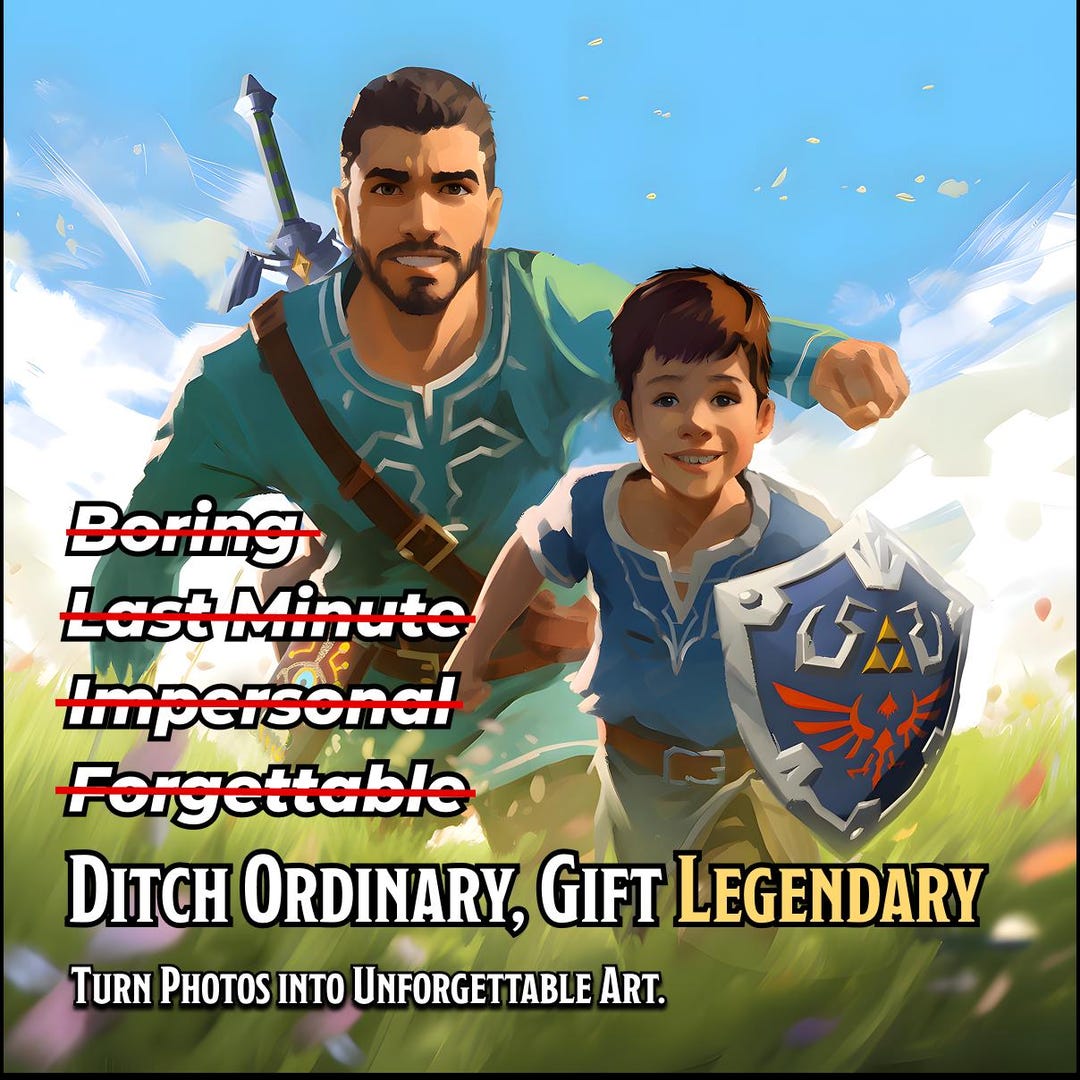 Legend of Zelda Custom Digital Portrait: Personalized Gift | Fathers ...