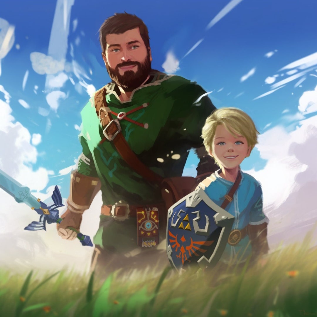 Custom Legend of Zelda Digital Portrait Personalized Video Game Gift ...