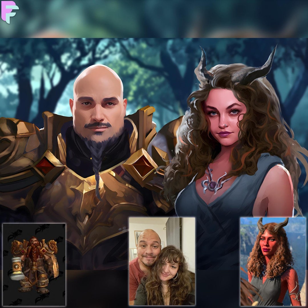 Custom Fantasy Couples Portrait Commission | Couples Dnd Art | Gaming ...