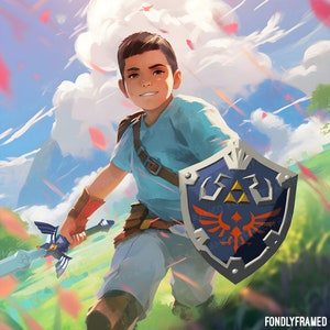 Custom Legend of Zelda Digital Portrait Personalized Video Game Gift ...