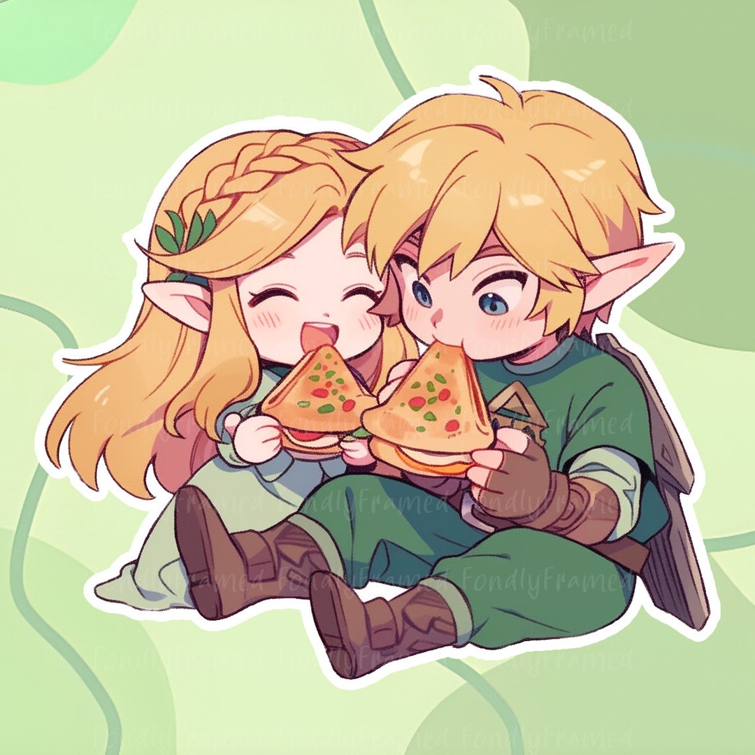 Princess Zelda And Link Eating Pizza The Legend Of Zelda Etsy