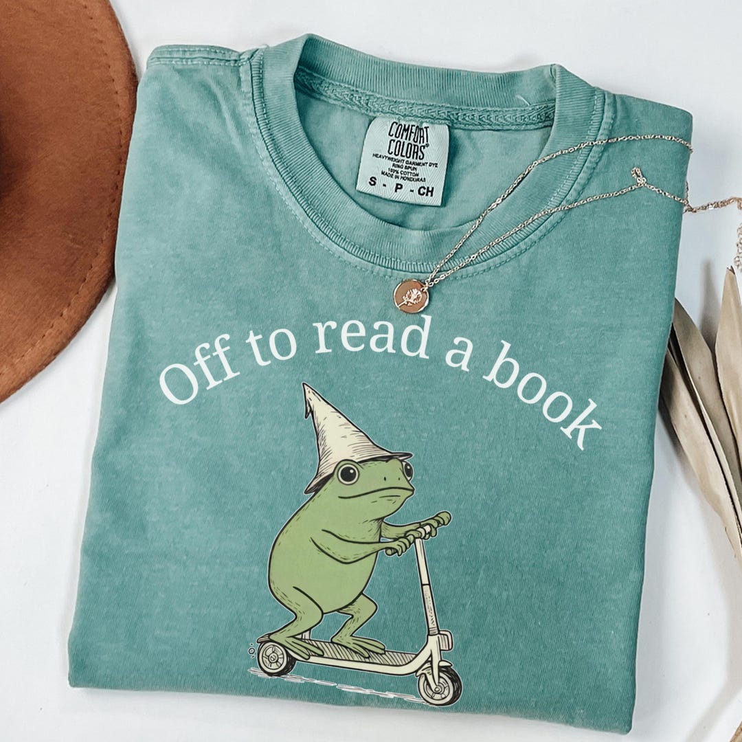 Comfort Colors Funny Book Lover Frog Shirt, Librarian T-shirt, Funny ...