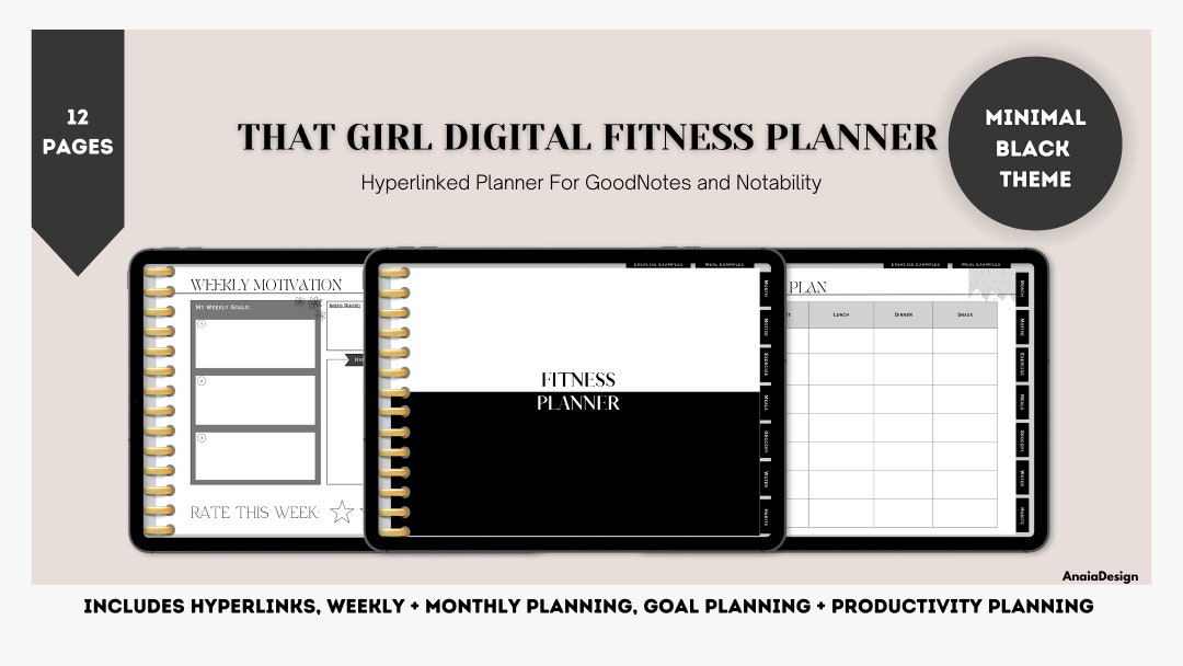 Customizable Undated Digital Fitness Planner Weekly Digital - Etsy